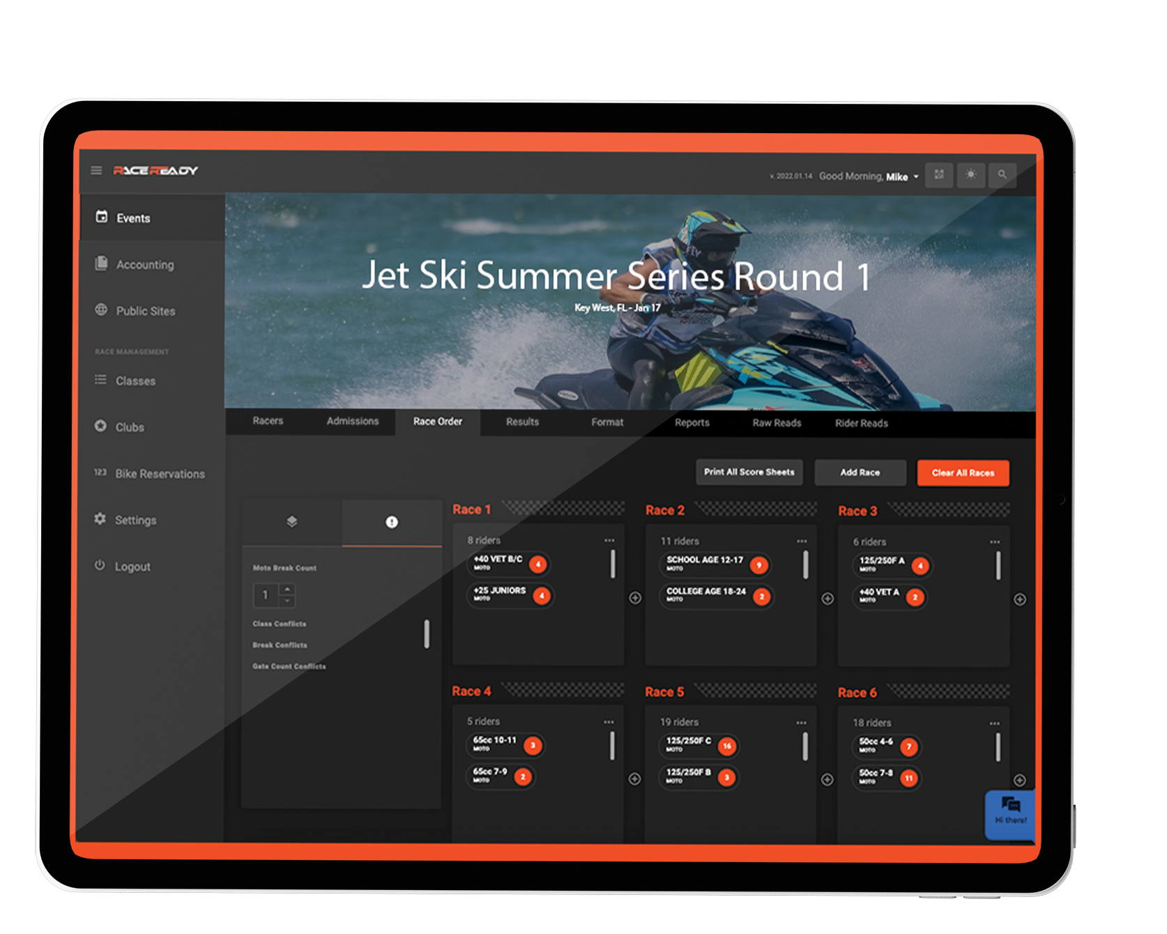 Jetski Racing Live Timing & Race Management Software - RaceReady